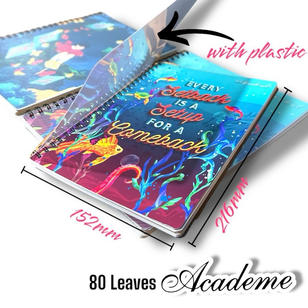 Academe Wizdom/Inspired Series Notebook, 80 Leaves Double Looped Wired ...