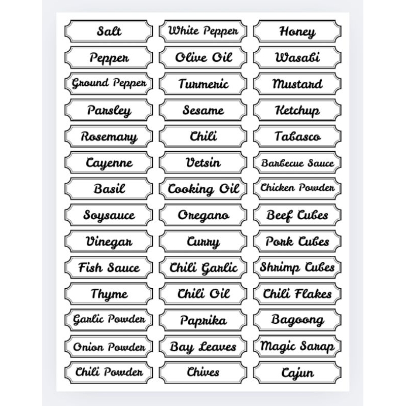 42pcs Condiments, Spices, Pantry, Baking, Kitchen Label Stickers ...