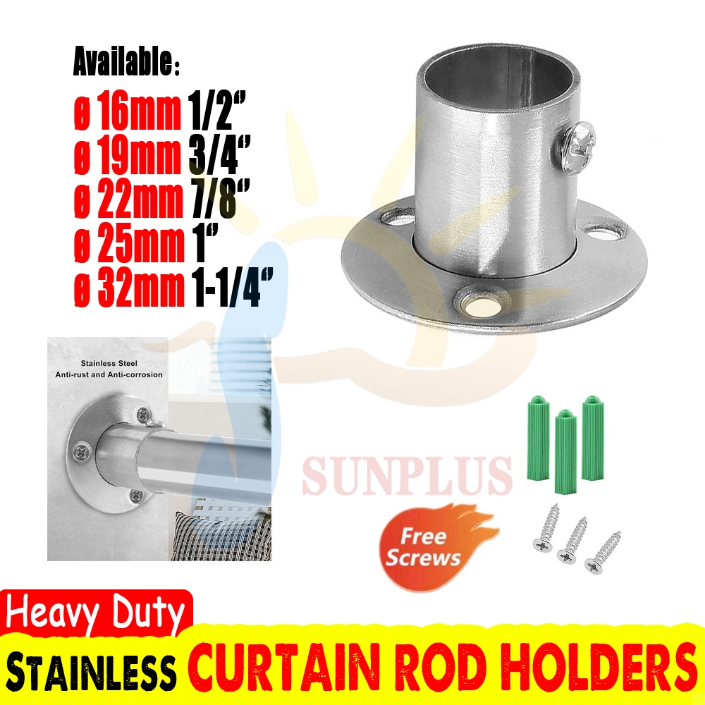 Stainless Steel Wall Mount Rod Holder | Heavy Duty Flange Brackets ...