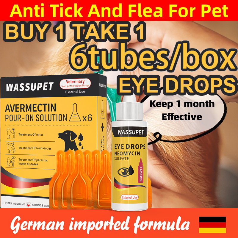 [BUY 1 TAKE 1]WASSUPET 100ML+6tubes Tick Away for Dog and Cat Anti ...