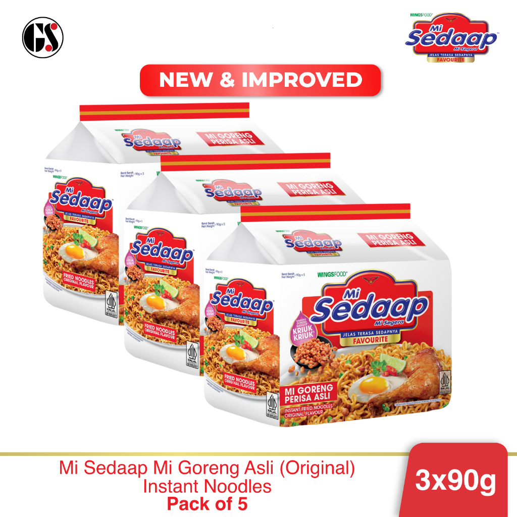 Mi Sedaap Mi Goreng Asli (Original) Instant Noodles 90g Set of 3 ...