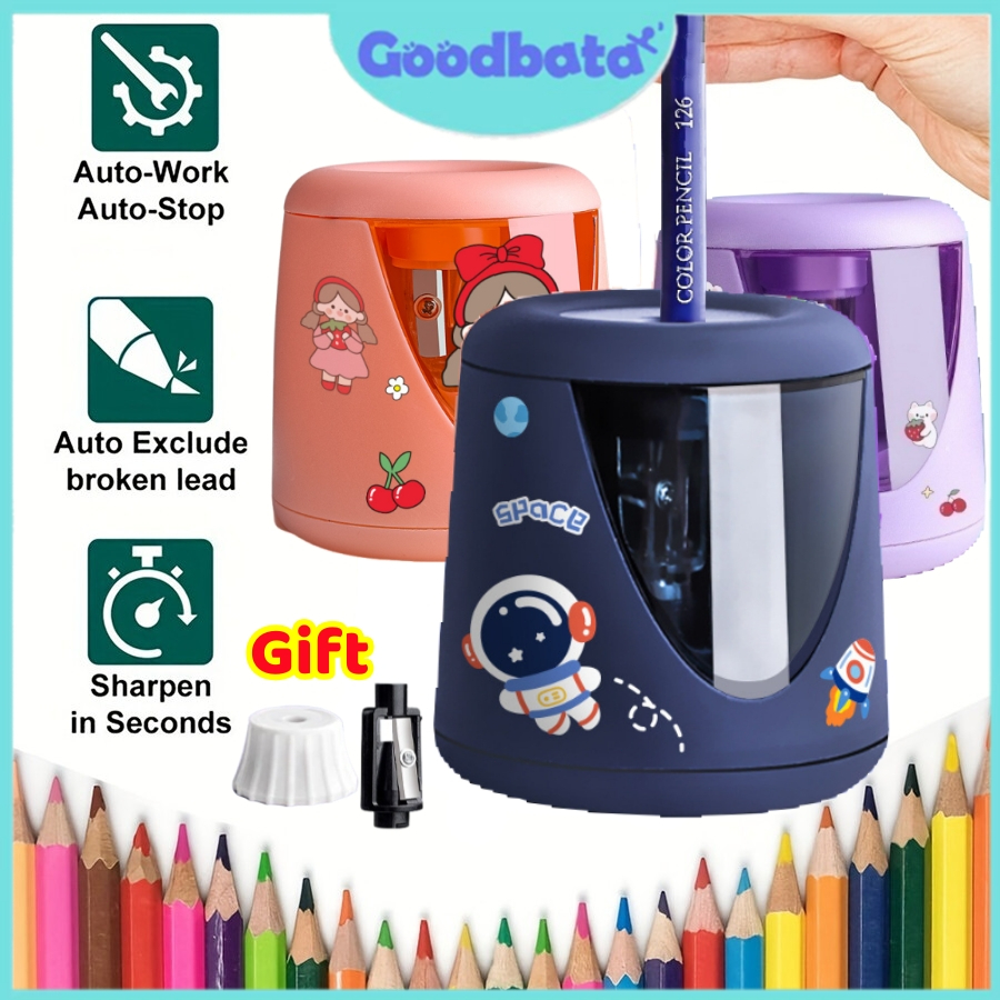 Automatic Electric Pencil Sharpener with Cartoon Stickers Stationery ...