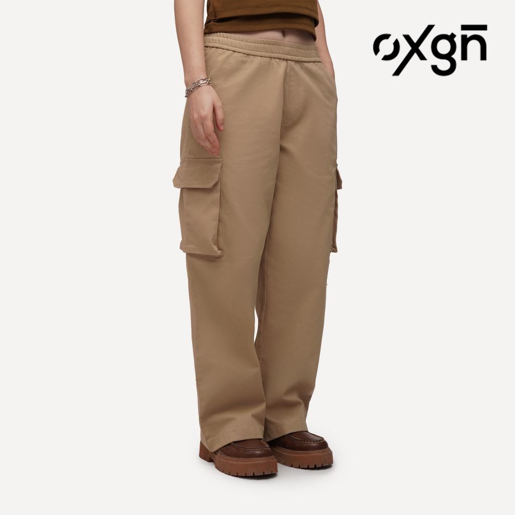 OXGN Mid Waist Pull-Up Cargo Pants For Women (Khaki/Oatmilk) | Shopee ...