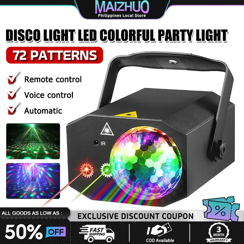 72 Pattern Disco Light LED Colorful Party Light Adjustable Laser Lights ...