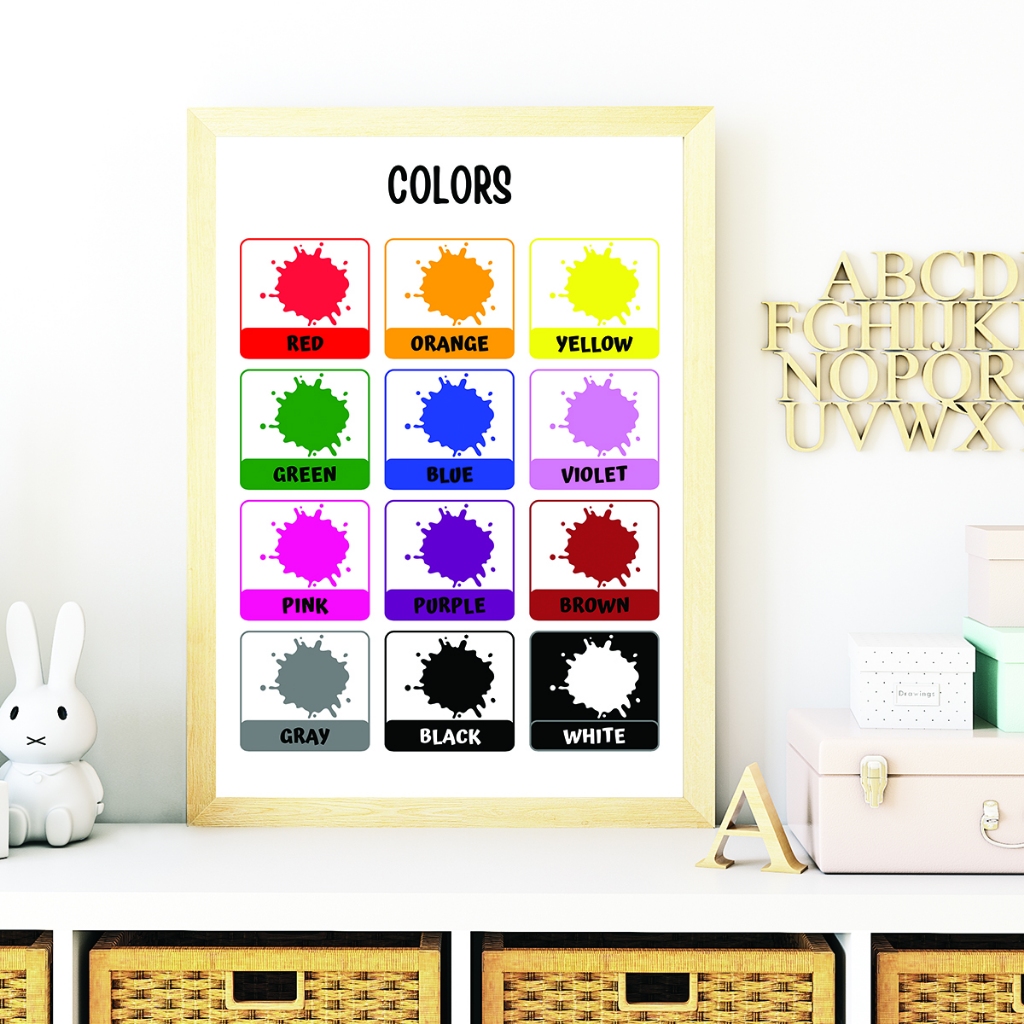 'COLORS' Educational Laminated Wall Poster for Kids and Toddlers A4 ...