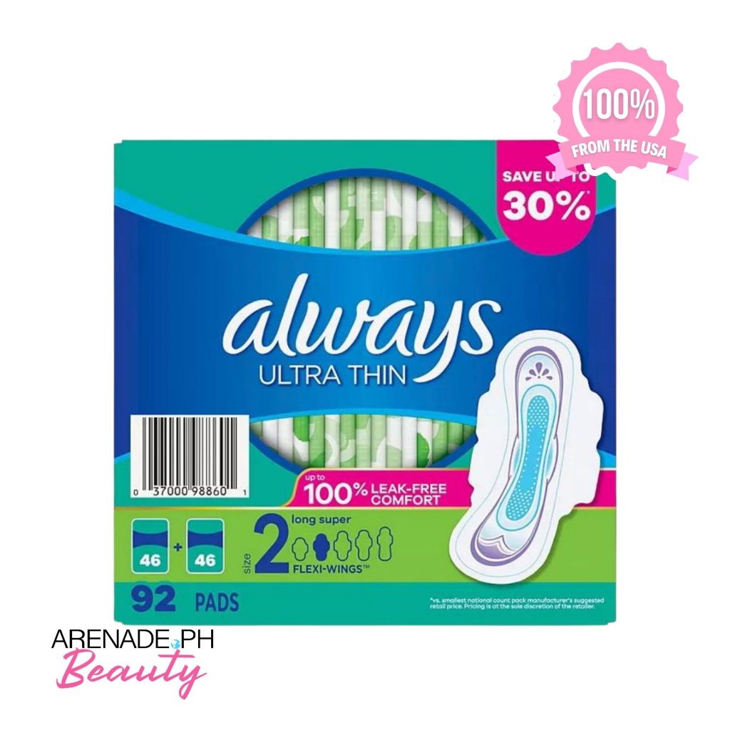 Always Ultra Thin Long Super Pads with Flexi-Wings Size 2 (92 Pads ...