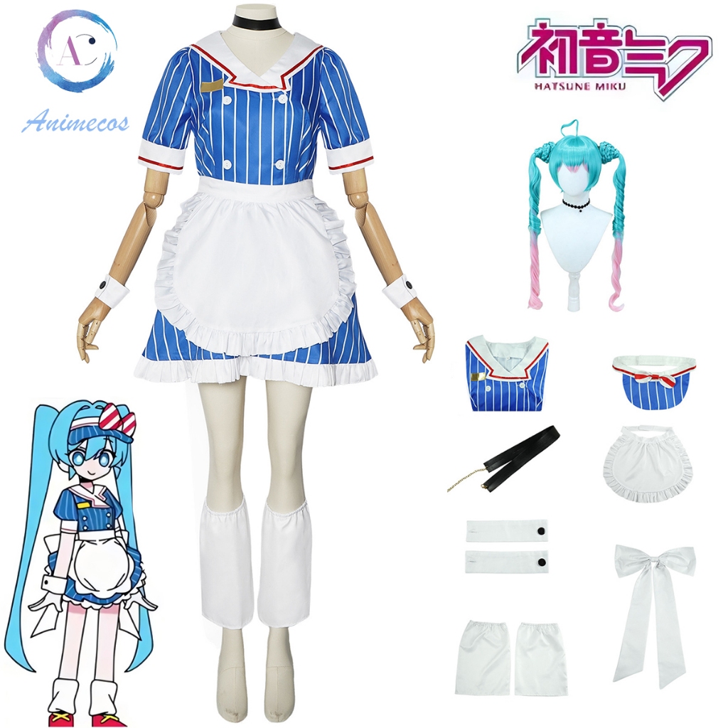 Hatsune Miku Cosplay Costume Mesmerizer Miku Uniform Blue Maid Dress ...