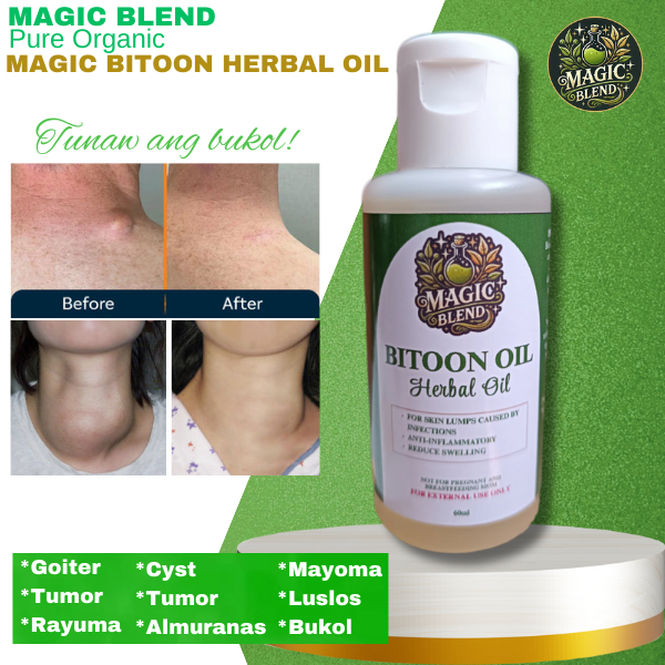 60ml Bitoon Herbal Oil Original Bitoon Herbal Gamot sa Bukol Pangtunaw Sa Bukol Goiter Pure ...