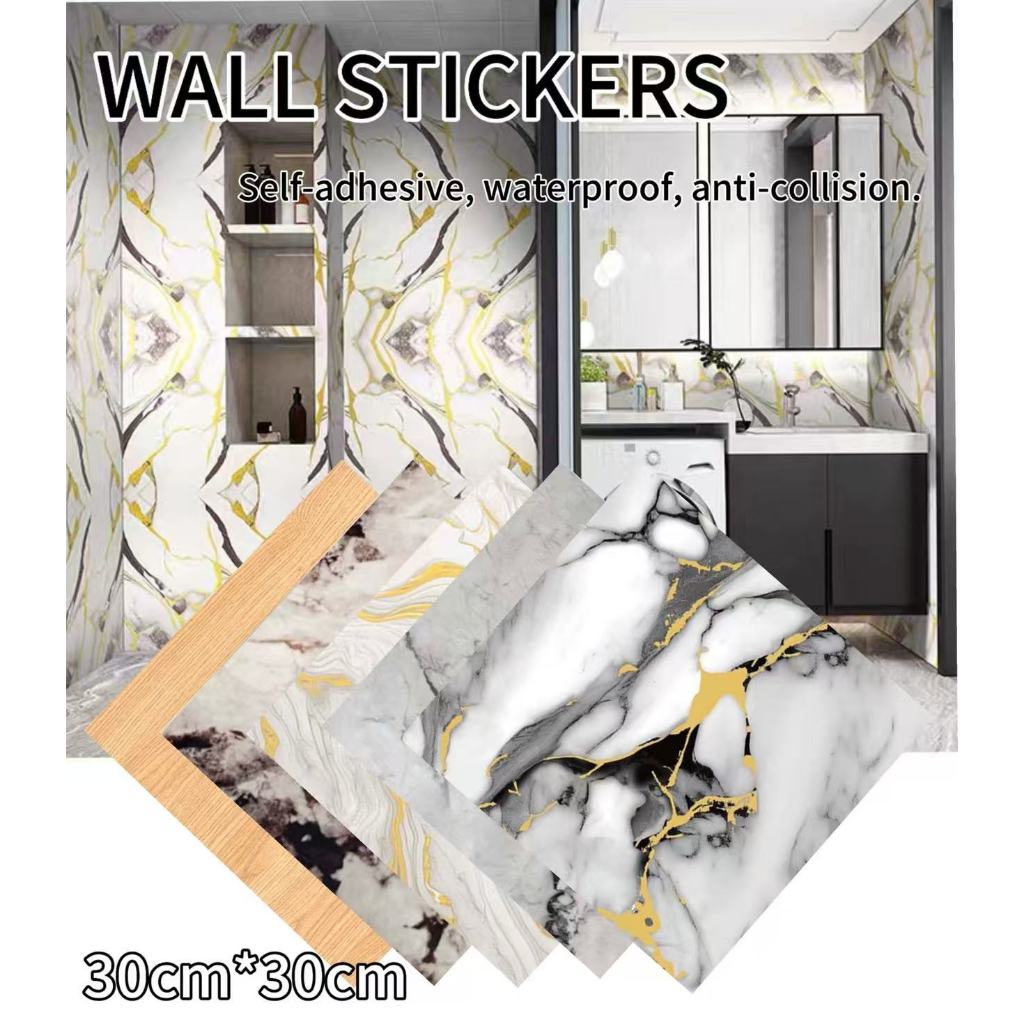 30×30cm Marble Wallpaper Adhesive Waterproof Marble Wall Sticker Self ...