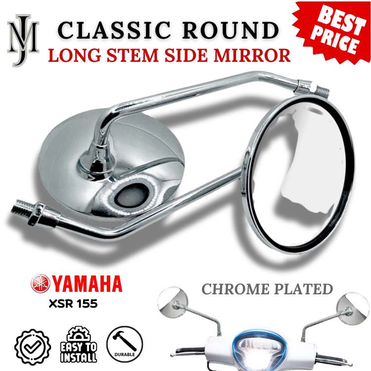 YAMAHA XSR 155 JM Classic Round/ Bilog Chrome Plated Long Stem Side ...