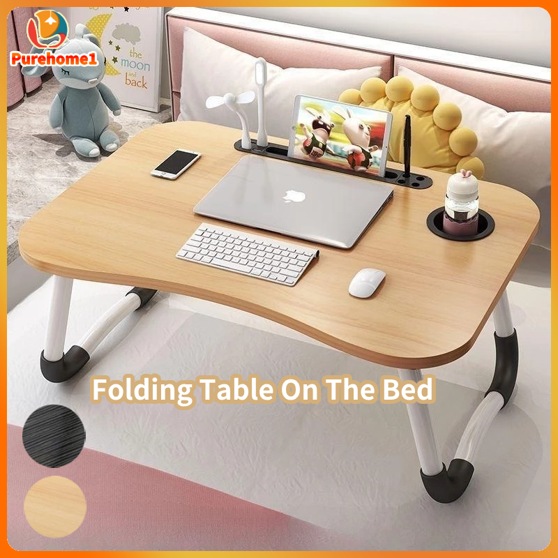 Mini Desk Study Bed Table Foldable Desk Foldable Laptop Table with Cup ...