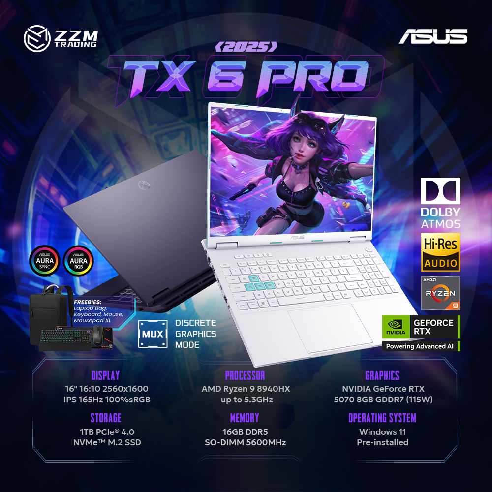 ASUS TX6 Pro 2025 R9-8940HX/9955HX RTX 5060/5070 16" WQXGA IPS 165Hz ...