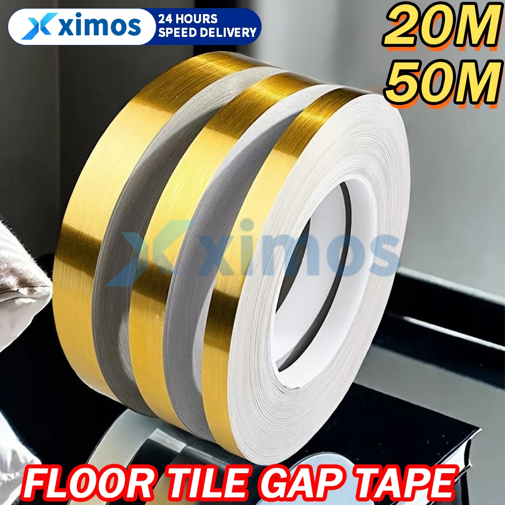 20M/50M Floor Tile Gap Tape Mildewproof Gap Tape Decor Gold Self ...