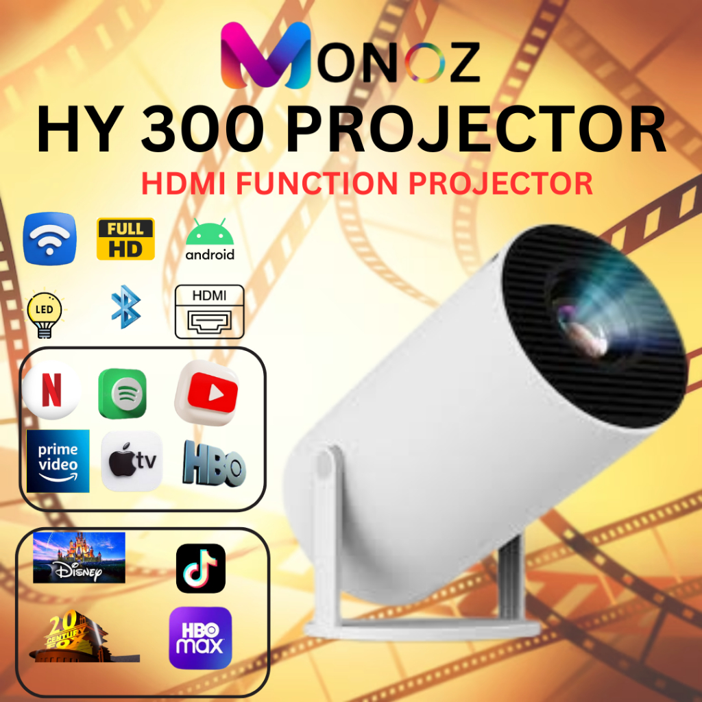 MONOZ HY300 Portable Projector 4K Full HD 1080P Smart Projector for ...