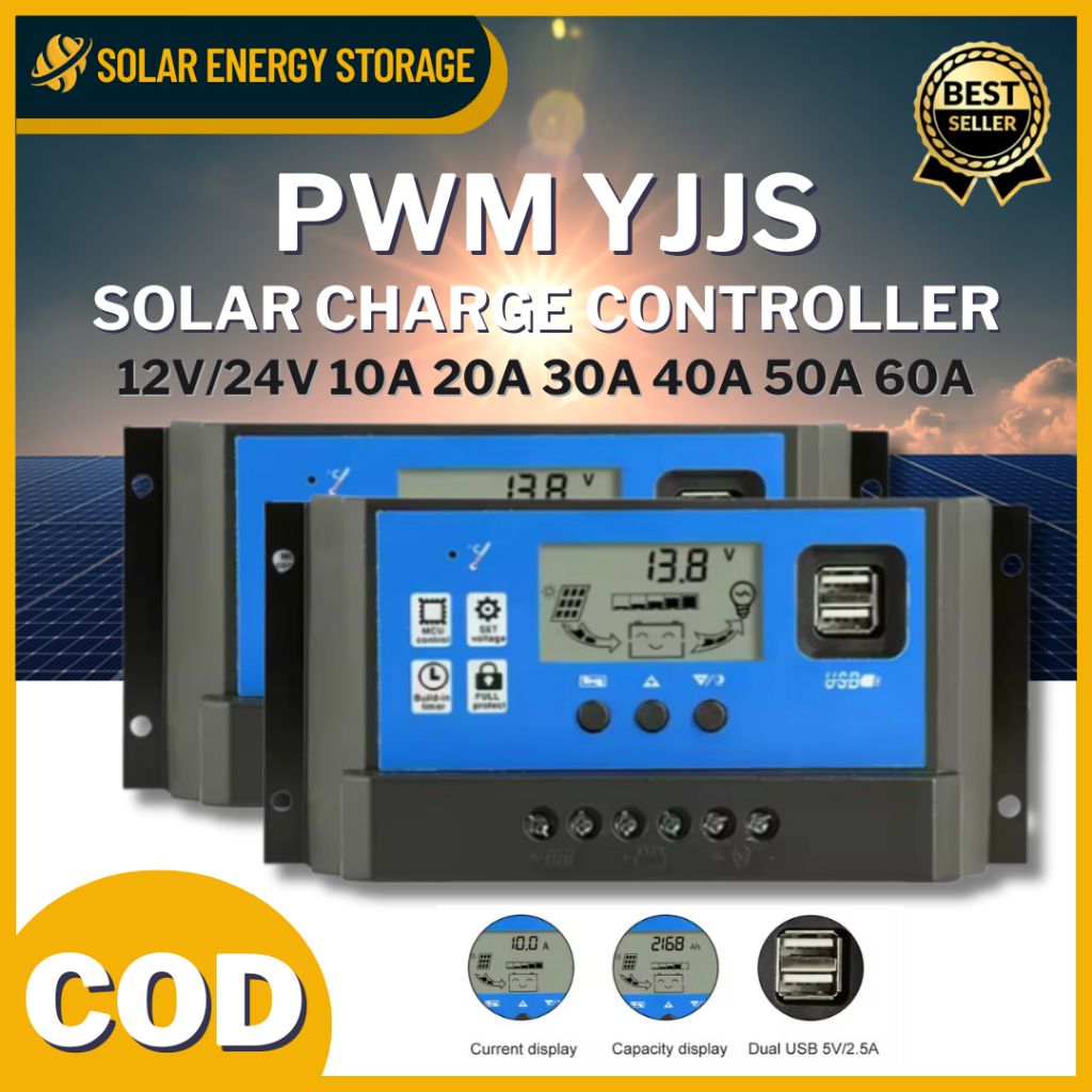 Solar charge controller YJSS 12V/24V 10A 20A 30A 40A 50A 60A for Solar DIY Lifepo4 Battery ...