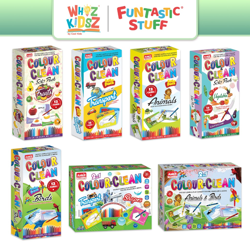 Whiz Kidsz Colour & Clean Reusable Wipe-Clean Activity Cards | Fun ...