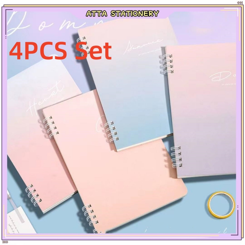 A5 60Sheets Spiral Notebook Set 4PCS Colorful Spring Notebook Aesthetic ...