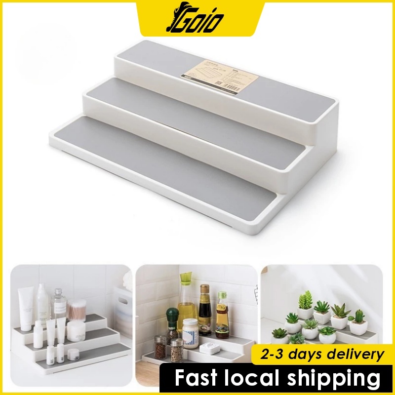 3 Tier Cosmetic Spice Organizer Moisture-Proof Space Saving Shelf for ...