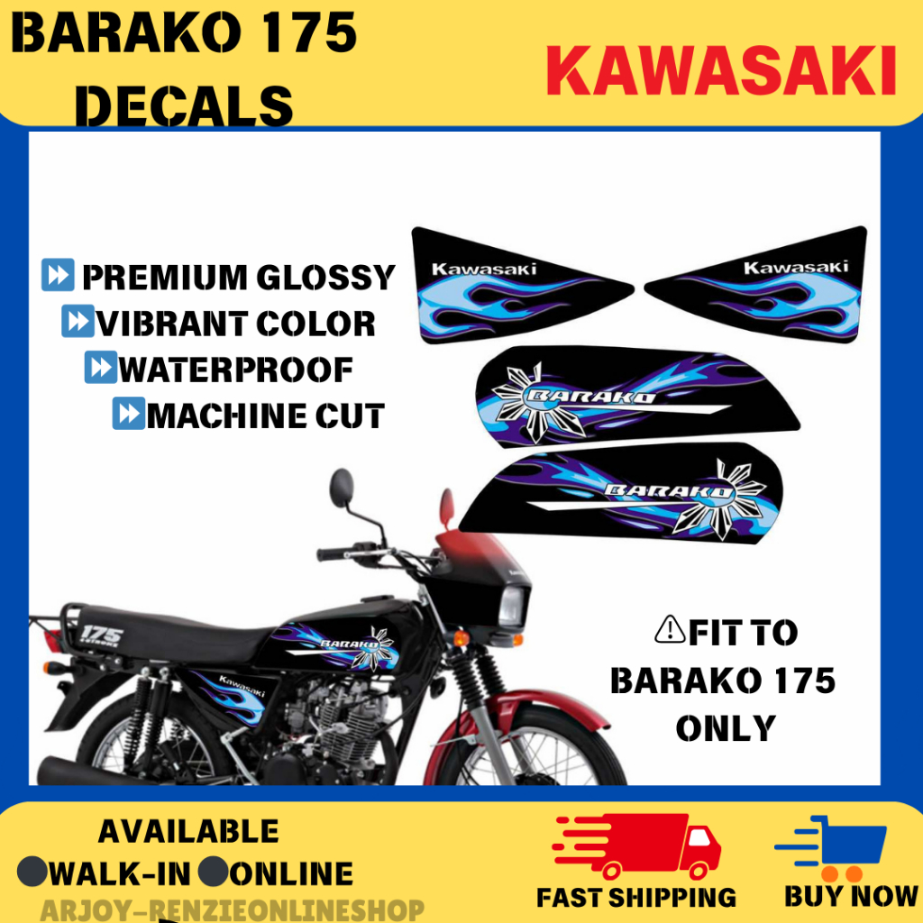 KAWASAKI BARAKO 175 DECALS FIRE DESIGN | Shopee Philippines