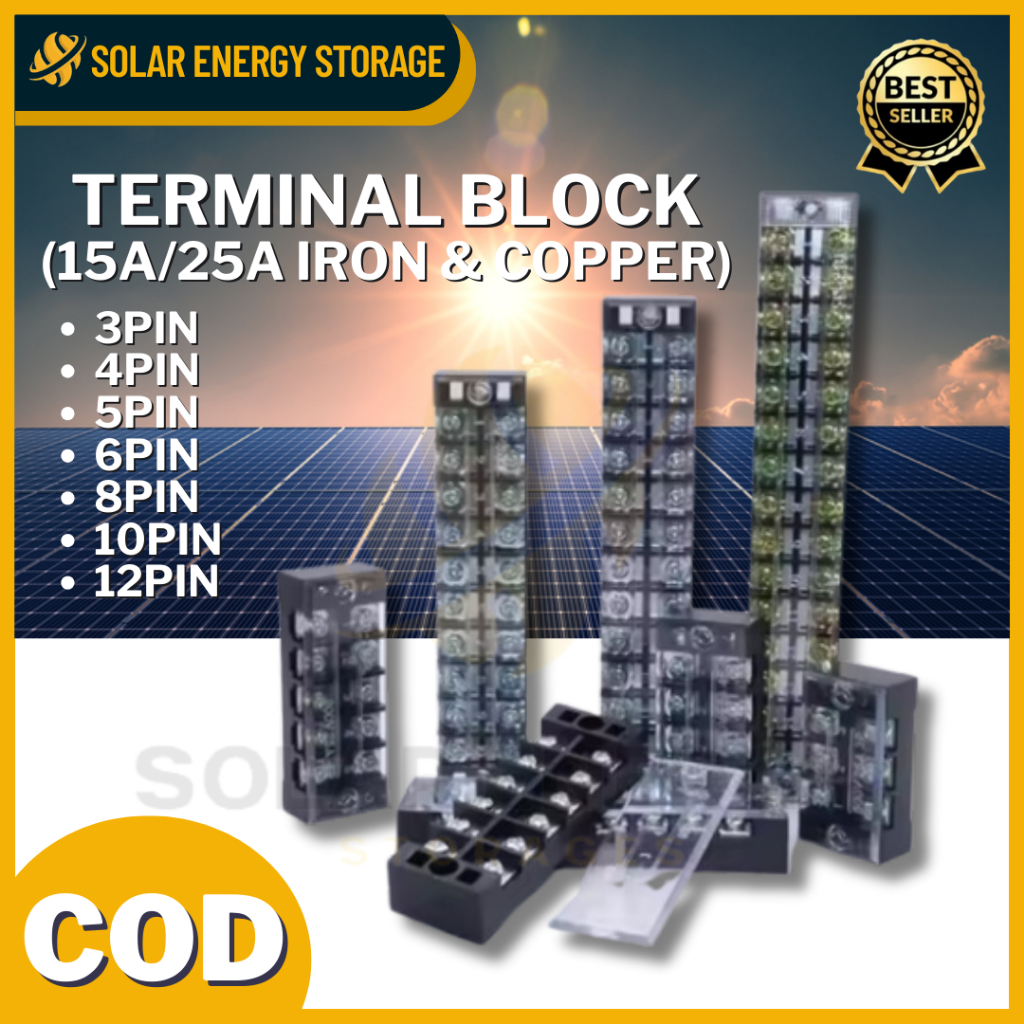 TERMINAL BLOCK 15A | 25A - 3/4/5/6/8/10/12 PIN (IRON & COPPER) 2WAY Molded type Electrical ...