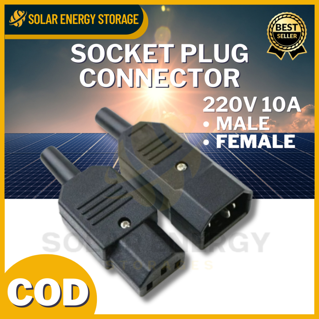 Male & Female Socket Plug connector Rewirable Power Connector 250V 10a ...