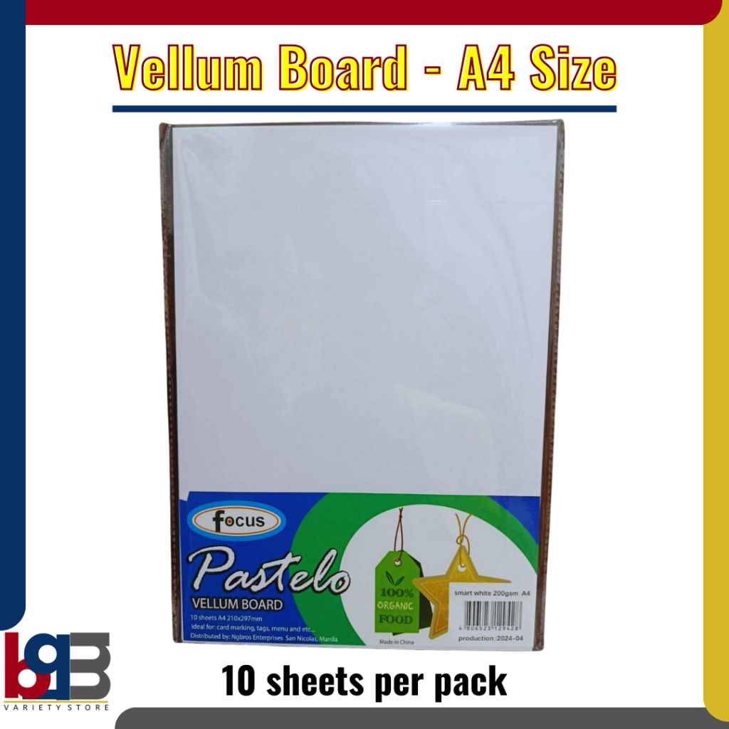A4 Size Vellum Board Paper 200 gsm 10 sheets (A4 Bond Paper Size ...