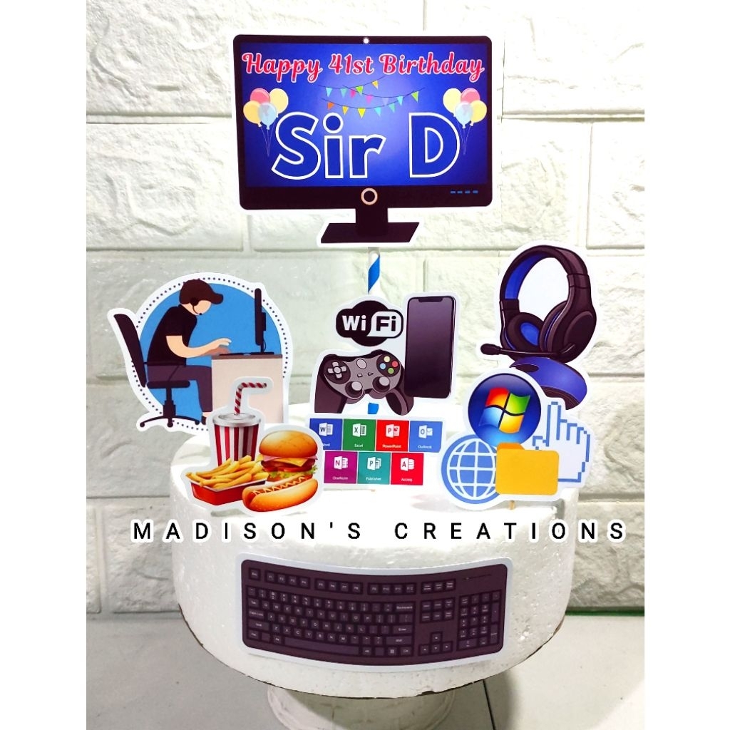 IT Computer Job/Game Party Cake Topper/Banner, Backdrop Set (High ...