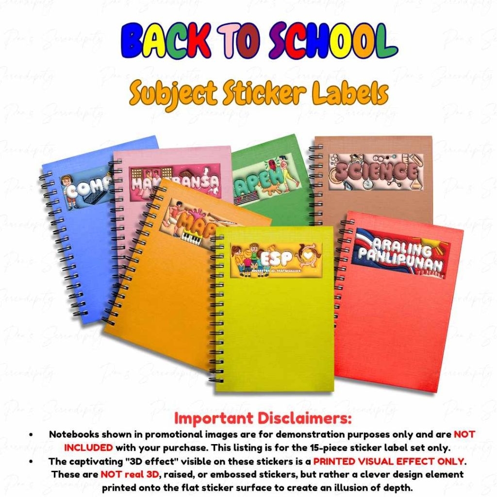 15-Pc. School Subject Sticker Labels Set for Notebooks & Binders | Back ...