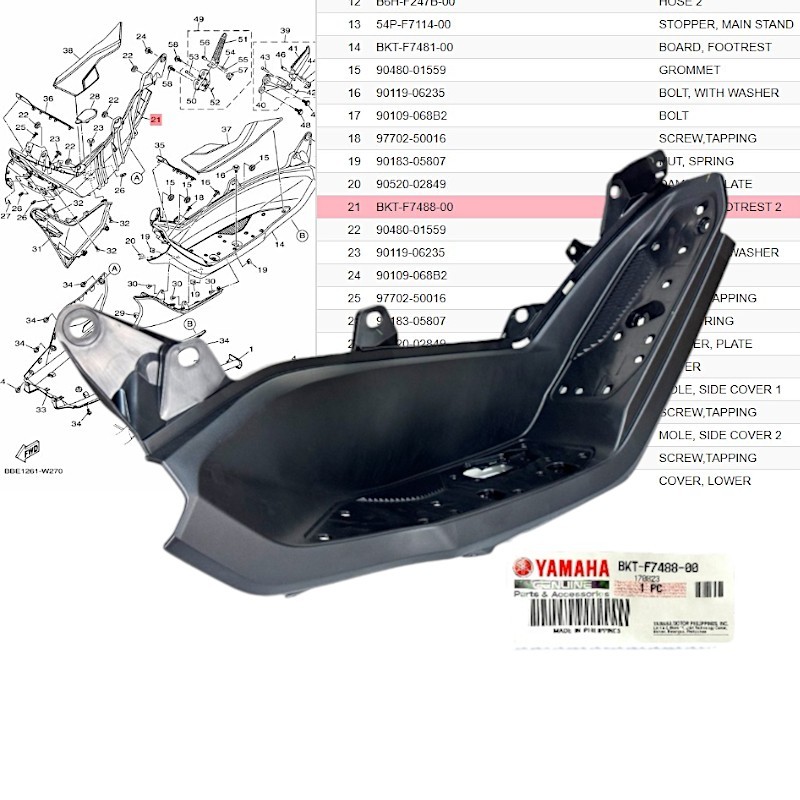 BOARD, FOOTREST NMAX V2.1 BKT-F7488-00 RIGHT | BKT-F7481-00 LEFT (SOLD ...