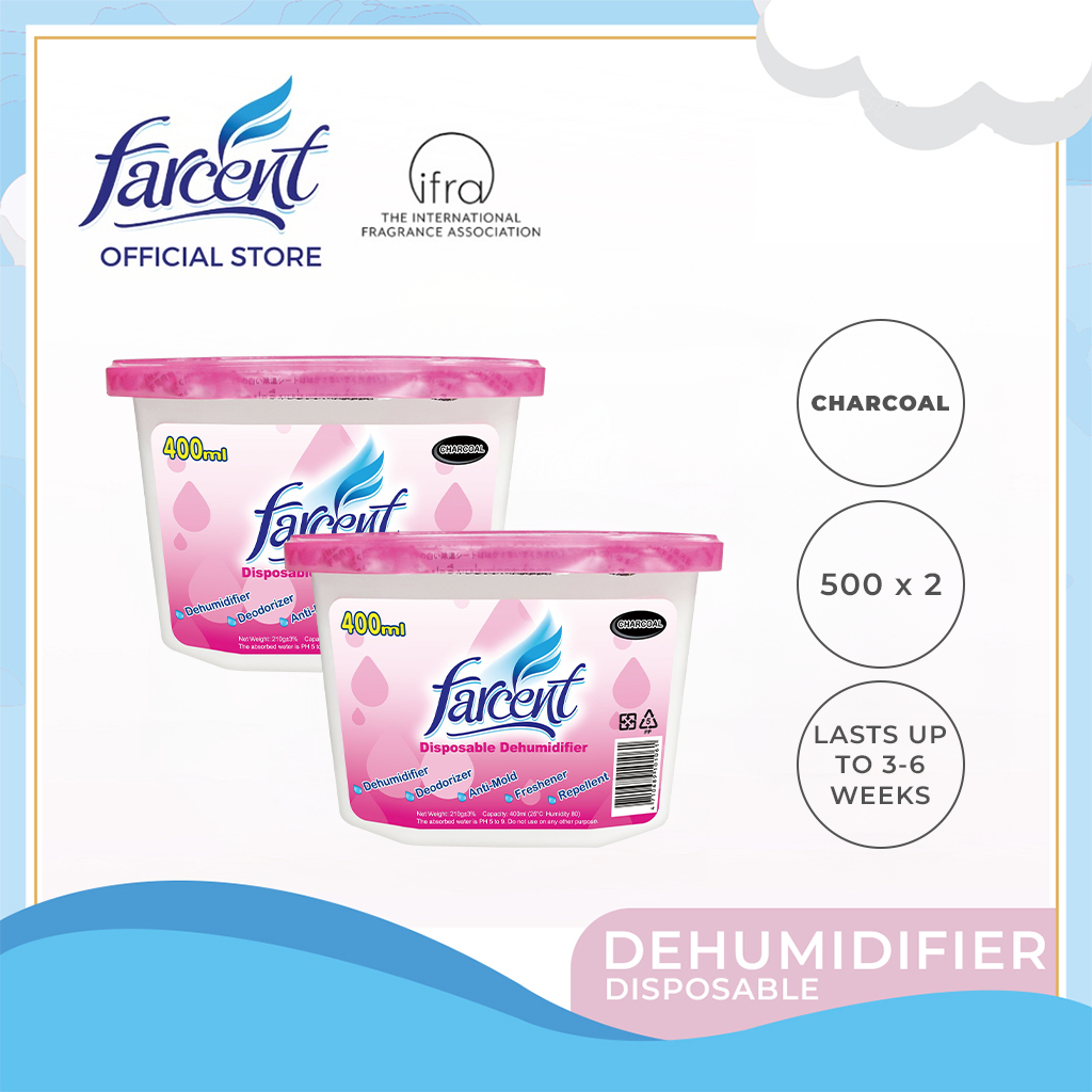 Farcent Disposable Dehumidifier - Charcoal Set of 2 (400ml each) | Shopee Philippines