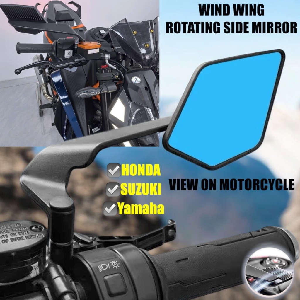 Wind Wing Rotating Side Mirror V5 Alloy Stem Universal 14*8Cm Wide View ...