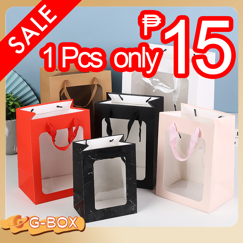 1PCS set Paper Bag Window Clear Window Gift Bags for Stuff Toys Flower ...