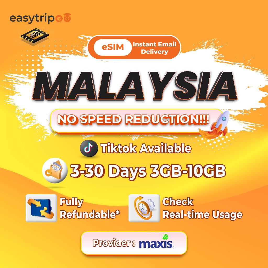Easytripgo Malaysia eSIM UNLIMITED Volume Data | Instant Email Delivery |High Speed Data Travel ...