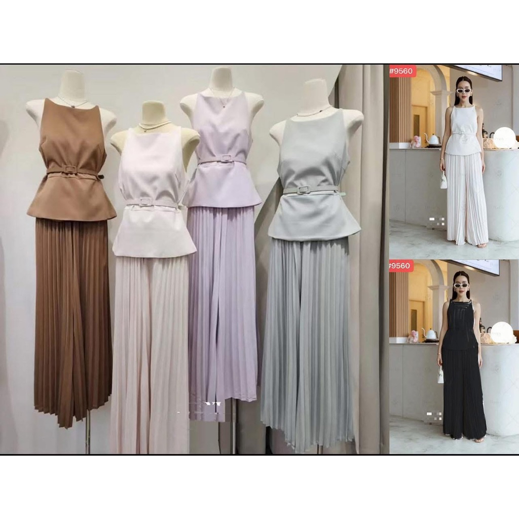 BKK TRENDING COORDINATES CODE 9560 TOP AND PANTS WITH BELT | Shopee ...