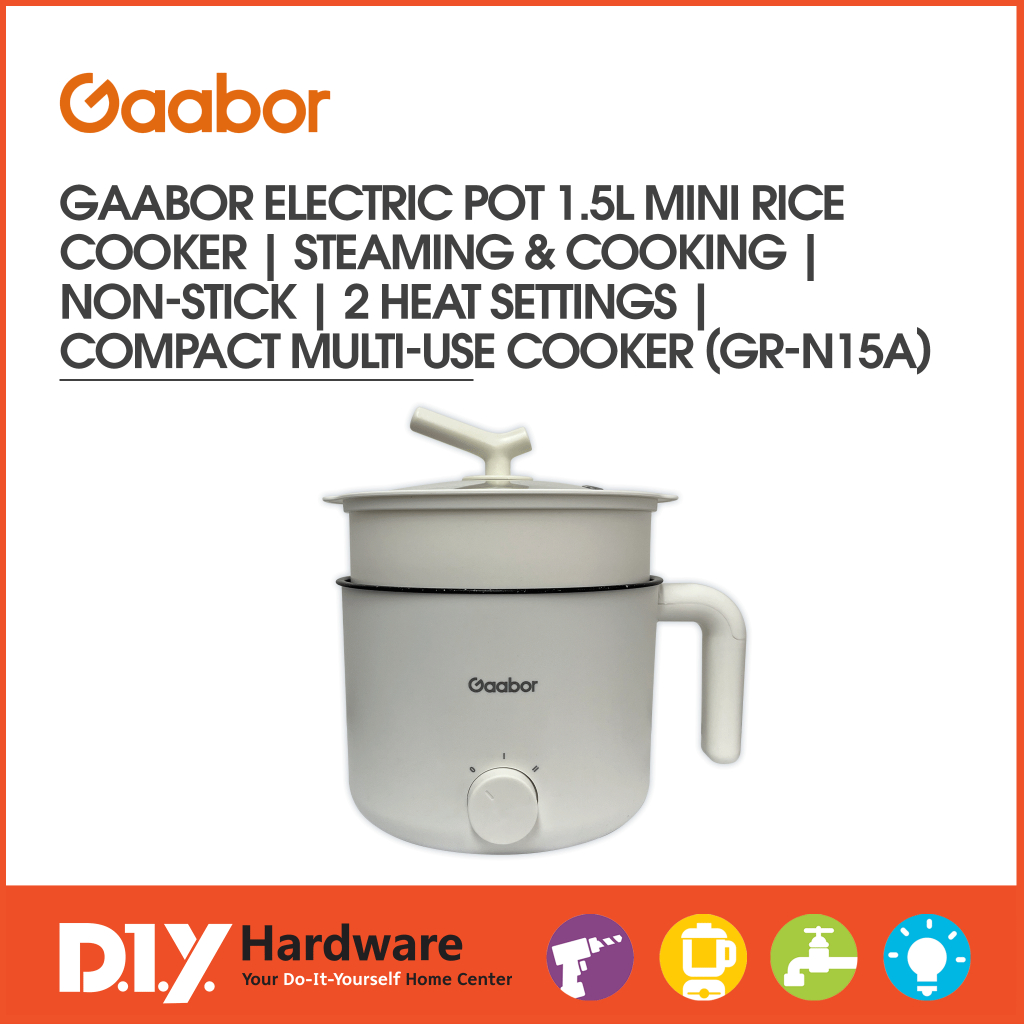 GAABOR Electric Pot 1.5L Mini Rice Cooker | Steaming & Cooking | Non ...