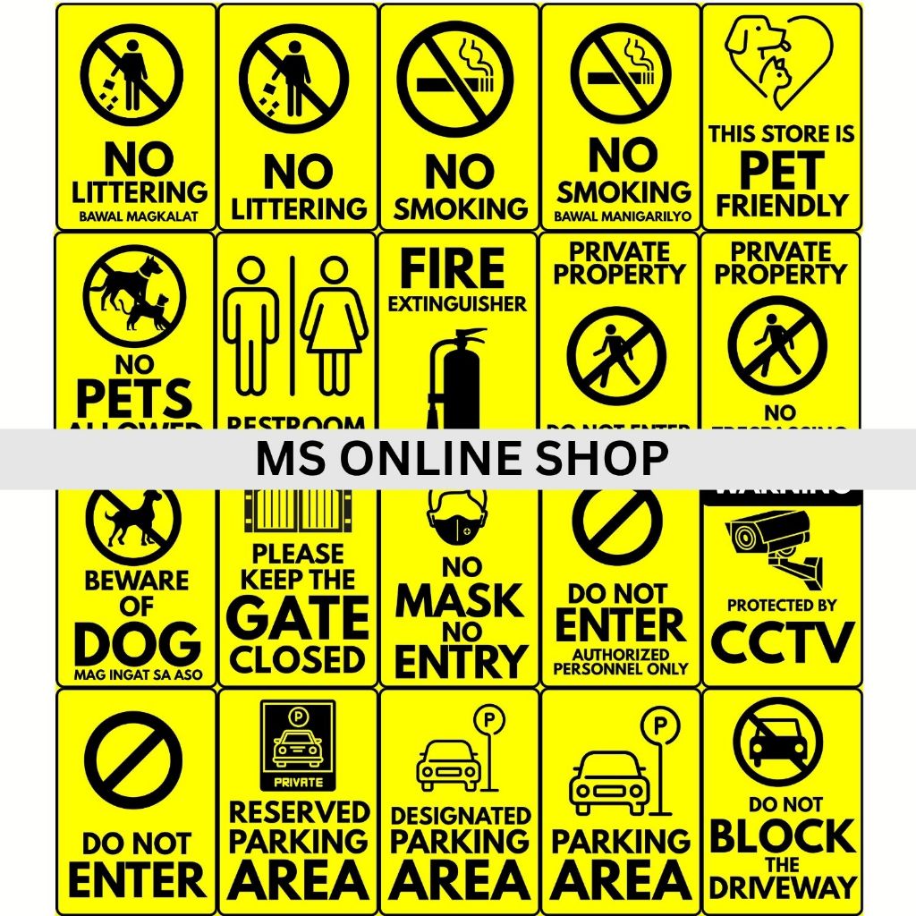 Yellow Laminated Signage Vinyl Sticker Signage A4 Waterproof | Shopee ...