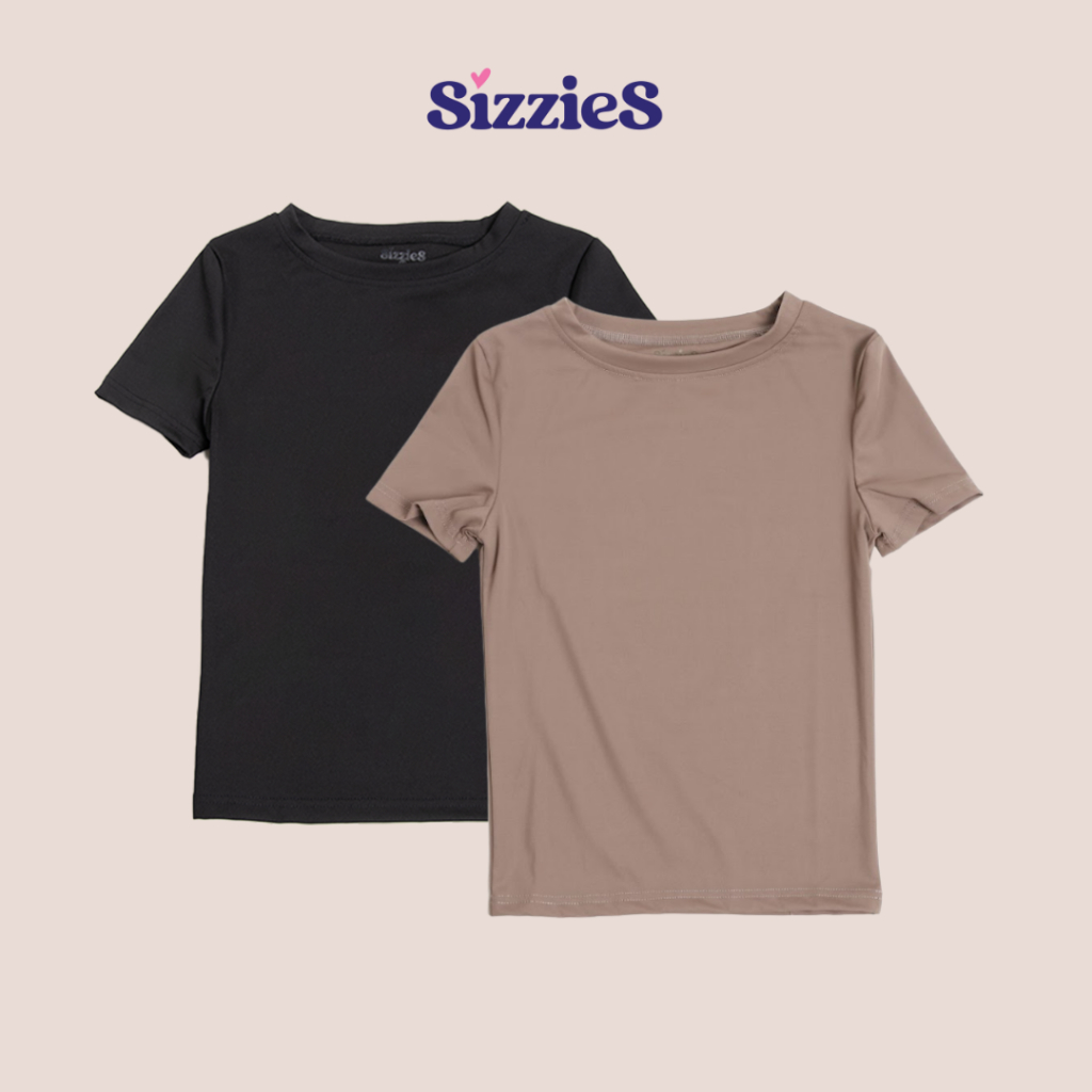 SIZZIES Subtle Staple The Shortie Tee Bundle of 2 (Black + White ...