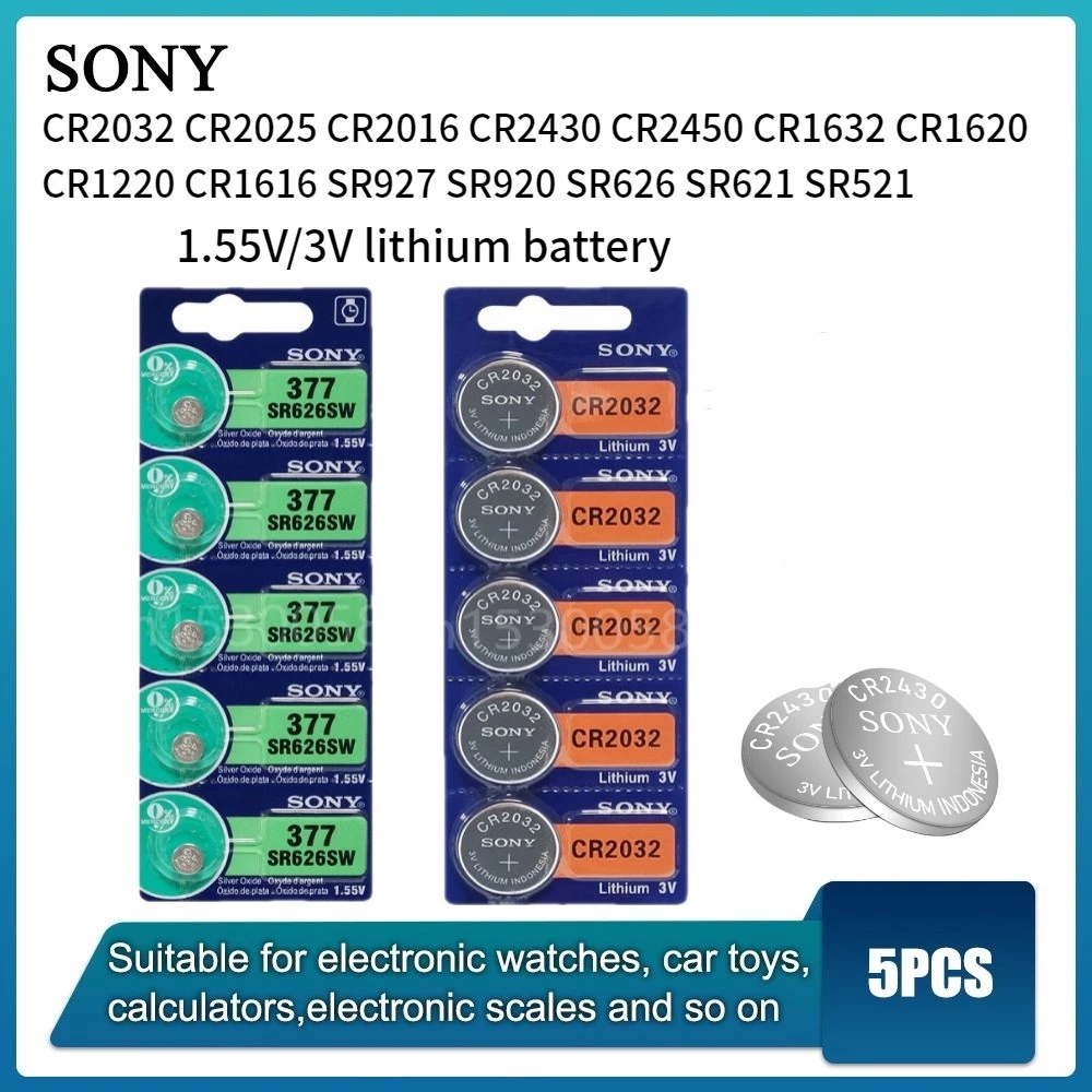 SONY CR2032 SR626SW Coin Cell Button Batteries Battery For Watch Clock ...