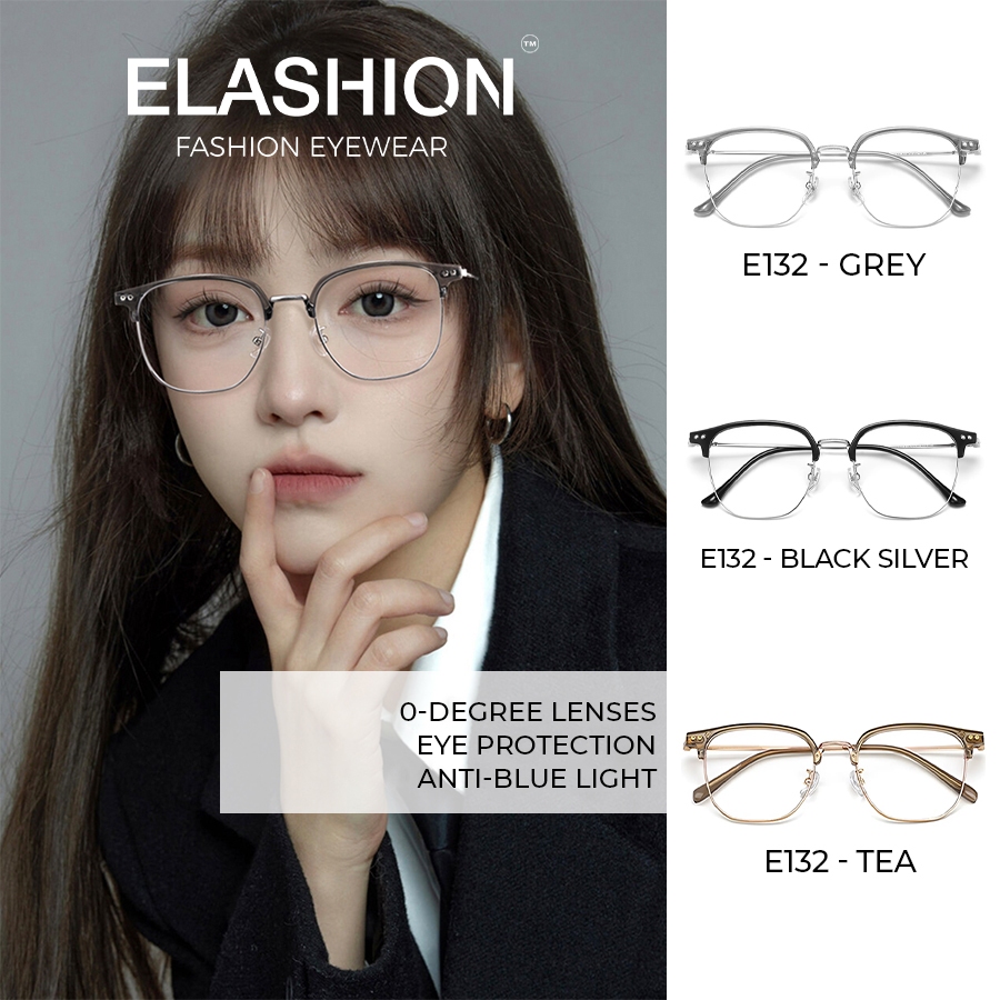 ELASHION Women's Eyeglass Frame – Korean-Style Gray Frame with Premium ...