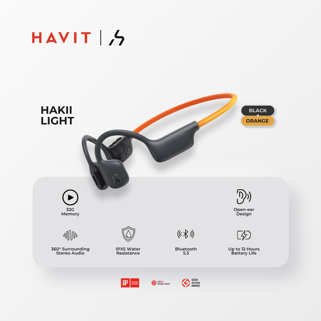Havit Hakii Light || Wireless & MP3 Sports Earphones || Black+Orange ...