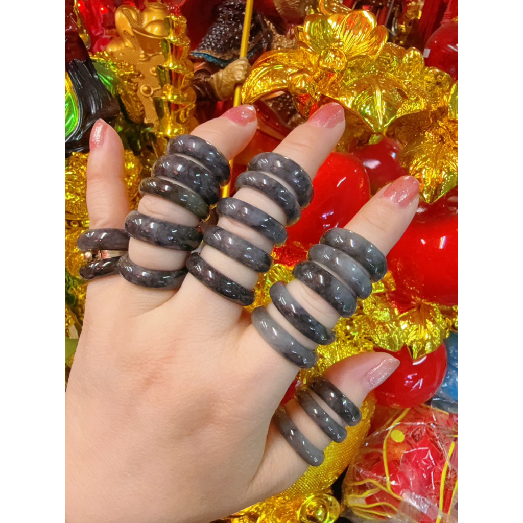authentic jade black obsidian ring assorted color | Shopee Philippines