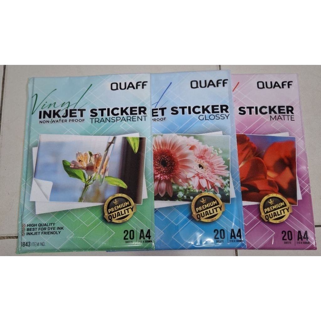QUAFF Vinyl Inkjet sticker A4 size （transparent,glossy,matte） | Shopee ...