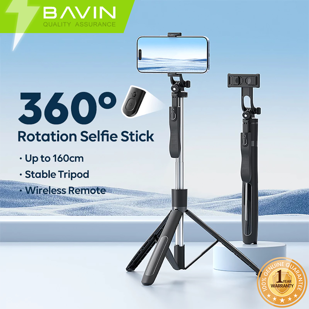 BAVIN P15 Multifunction Selfie Stick Stable Tripod Stand 360° Rotation ...