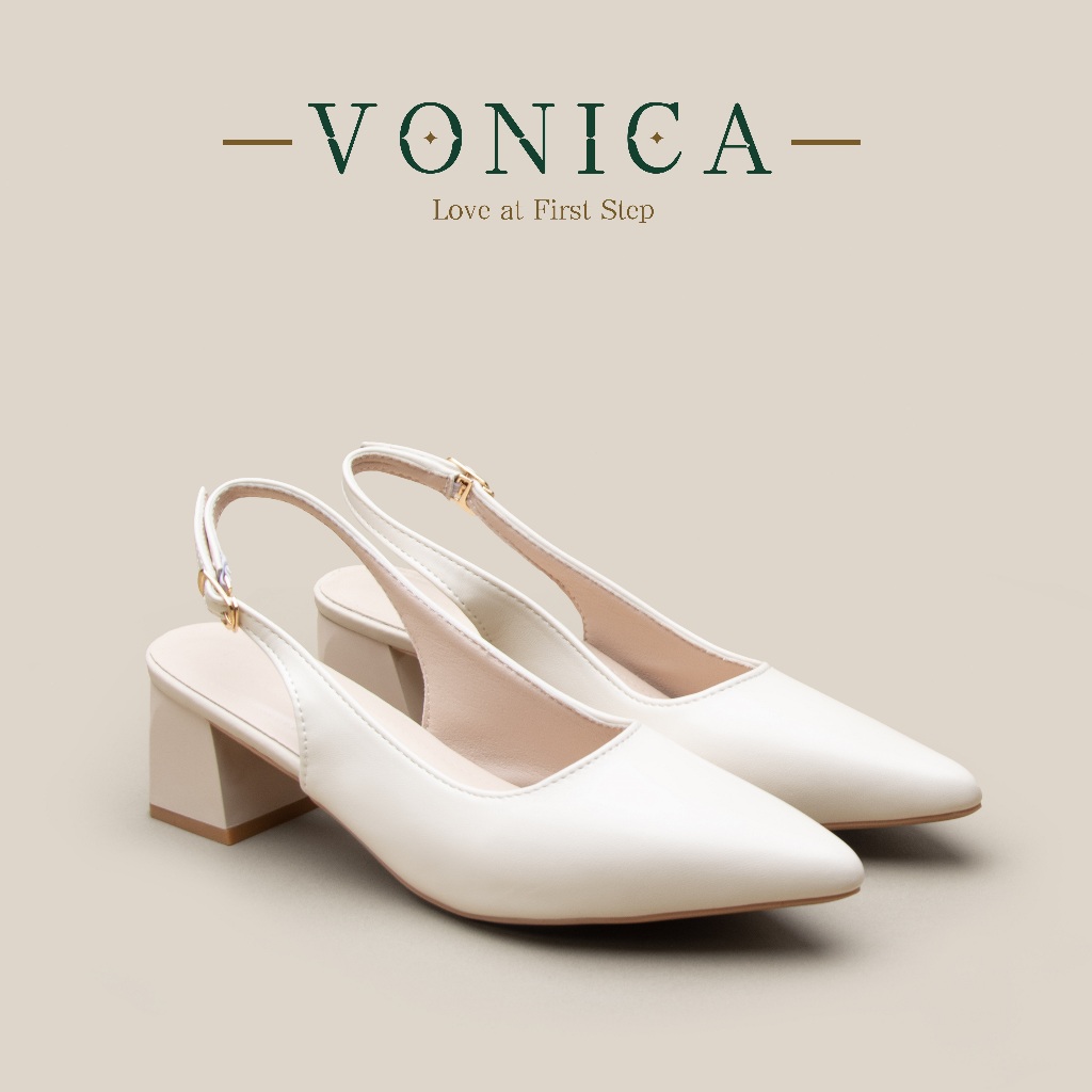 VONICA Korean Style Beige Pointed Toe Sandals for Women with Heels ...