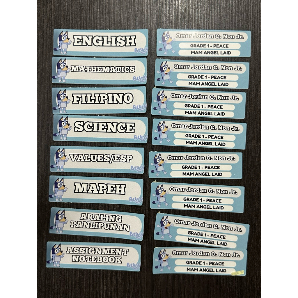 Customized Subject + Name Character Label Stickers for Notebooks ...