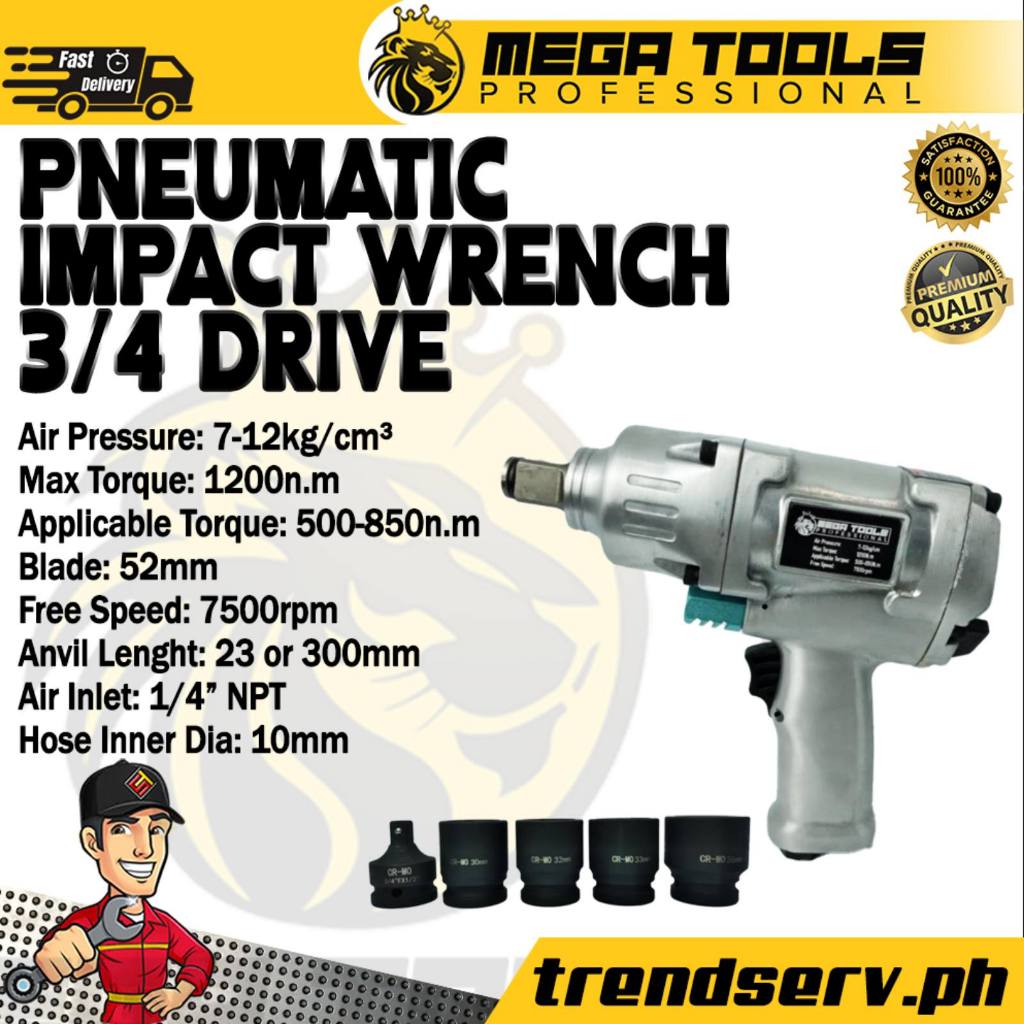 MEGA PNEUMATIC IMPACT WRENCH 3/4 DRIVE | Shopee Philippines