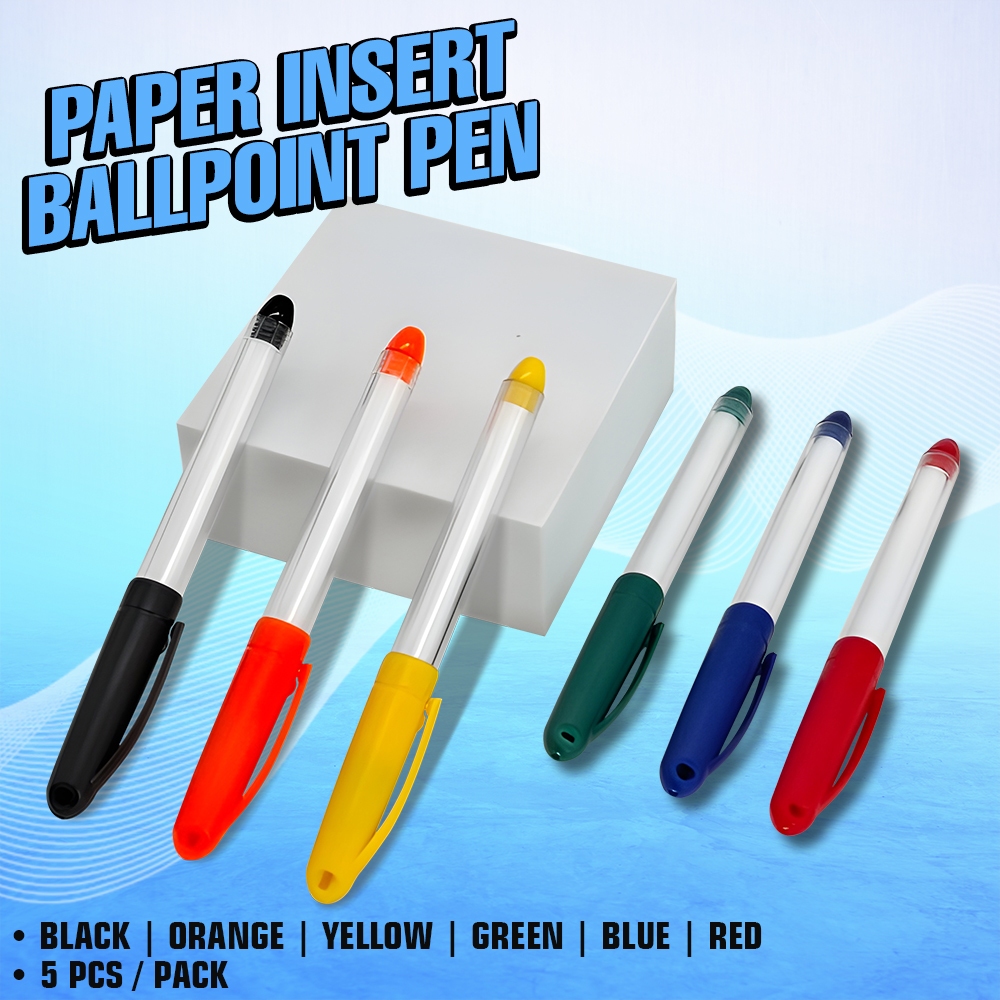 5pcs Photo Insert Ballpoint Pen Colorful Cap Ballpen Black Ink Ball Pen ...