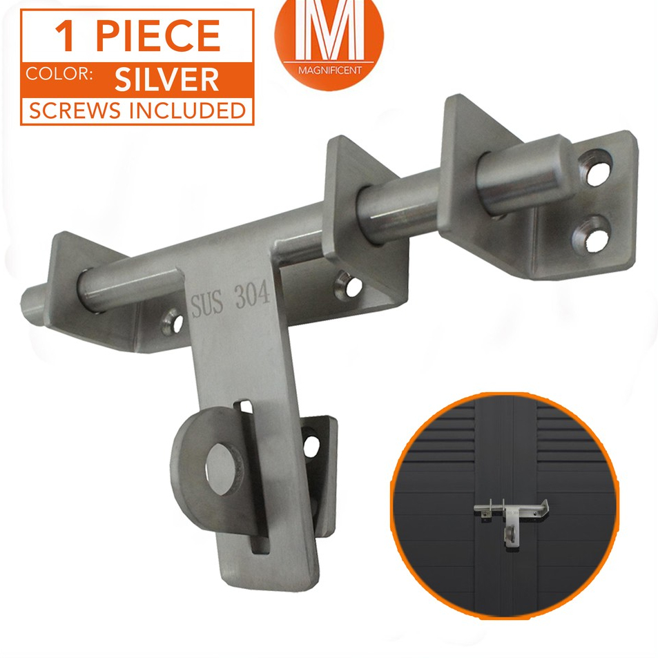 Stainless Steel Gate Bolt with Mounting Screws Gate Lock | Shopee ...