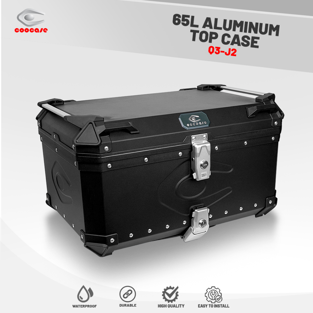 COOCASE ALUMINUM TOP BOX W/ EMBOSSED LOGO 65L / HEAVY-DUTY ALLOY REAR TAIL BOX W/ INSULATED BAG ...