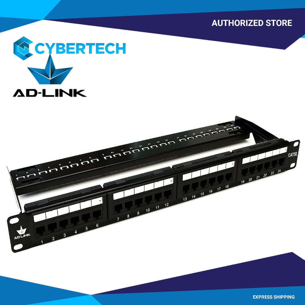 Ad-Link CAT5E 24-Port Patch Panel Fully Loaded 19" 1U (AD-PP05-24) | Shopee Philippines